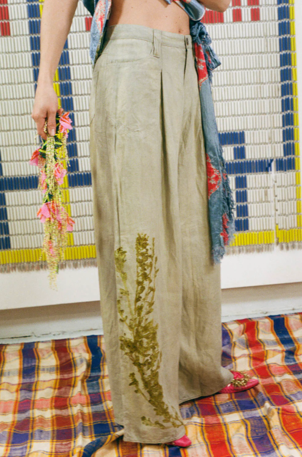 Llama Fruit Hemp with Pericon Flower Cargo Pants